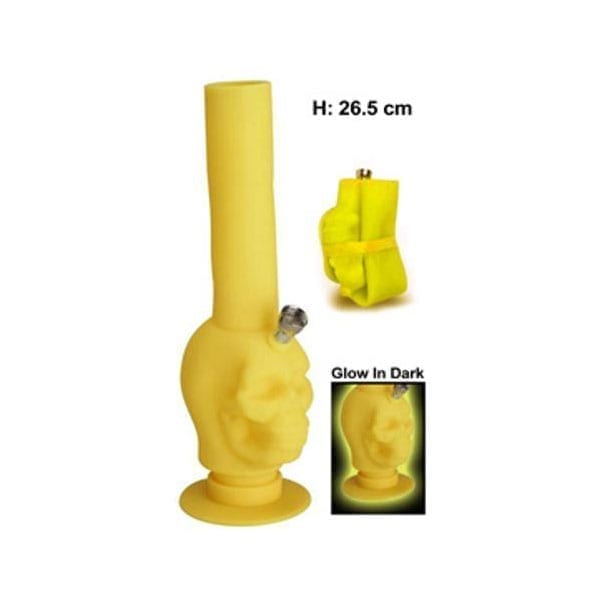 Silicone Skull Waterpipe - Yellow - Cone Piece